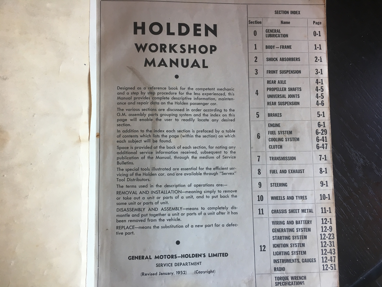 HOLDEN FX GENERAL MOTORS HOLDEN WORKSHOP SERVICE MANUAL