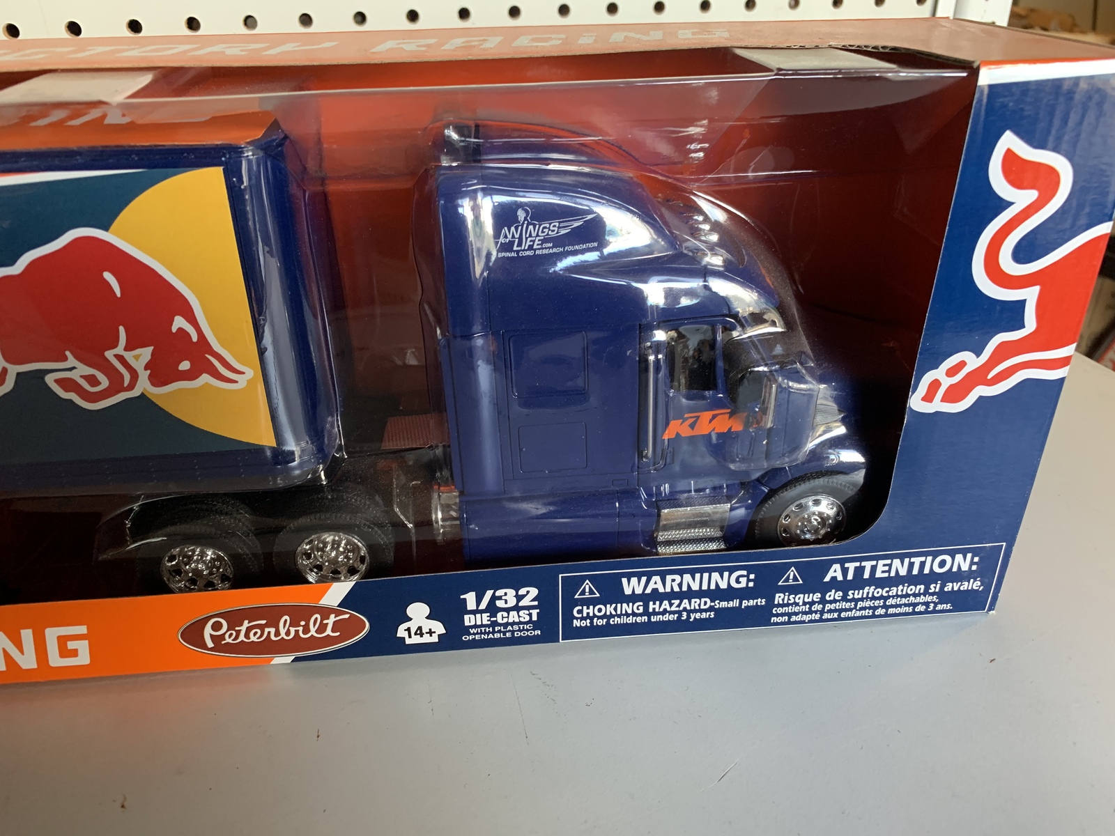 KTM RACE TRANSPORTER REDBULL PETERBUILT TRUCK TRAILER TOY MODEL DIECAST ...
