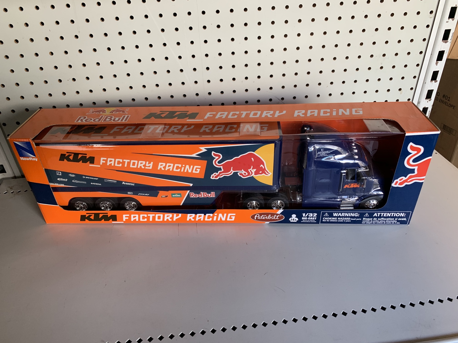 KTM RACE TRANSPORTER REDBULL PETERBUILT TRUCK TRAILER TOY MODEL DIECAST ...