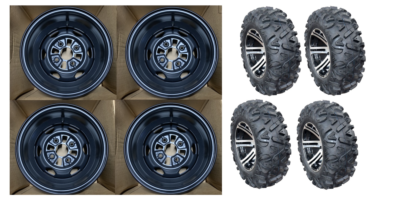 FRONT & REAR 12 INCH ATV RIMS TYRES SET 4 HONDA TRX 300 350 400 420 500 ...