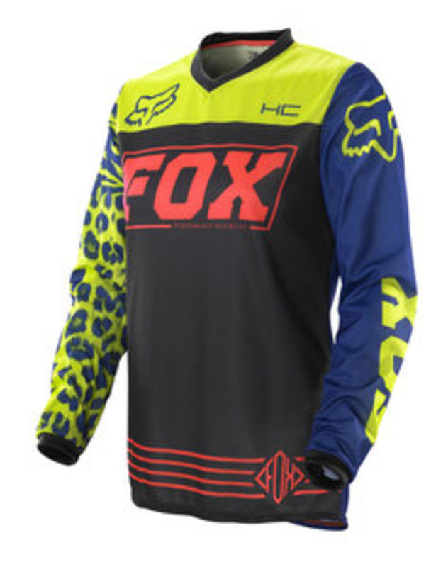 GIRLS HC FOX RACING MX JERSEY BLACK BLUE SIZE GIRLS YOUTH LARGE