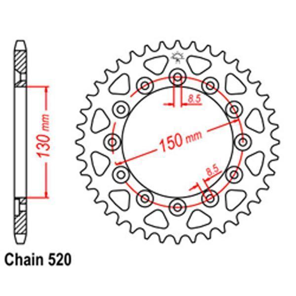 YAMAHA YZ WR 125 250 400 426 450 49 XR 500 48 TOOTH REAR STEEL SPROCKET ...