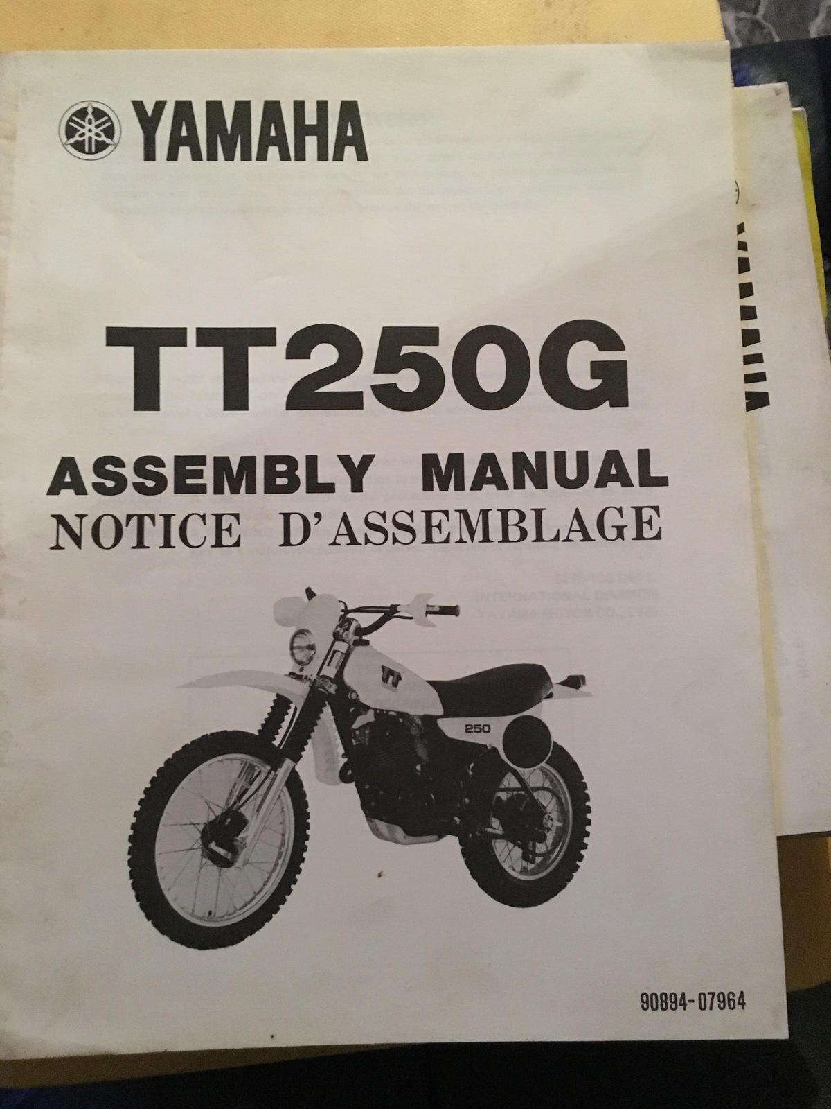 YAMAHA TT250G ASSEMBLY MANUAL