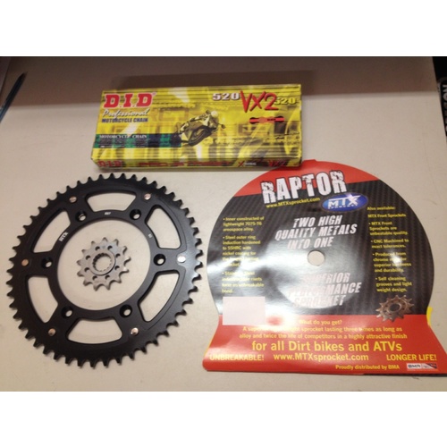 KTM 50 TOOTH REAR & 14 T FRNT SPROCKET BLACK MTX RAPTOR DID XRING CHAIN ...